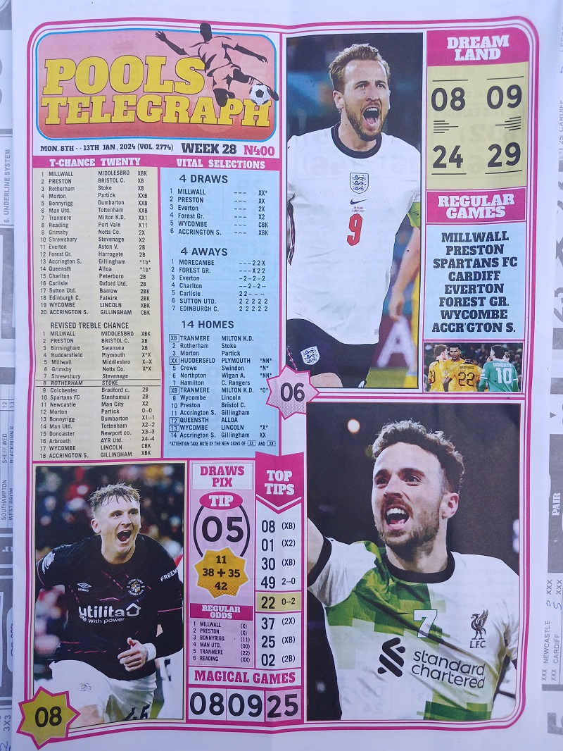 Week 28 Pool Late News Papers 2024: Bigwin Soccer, Pool Telegraph | UK ...